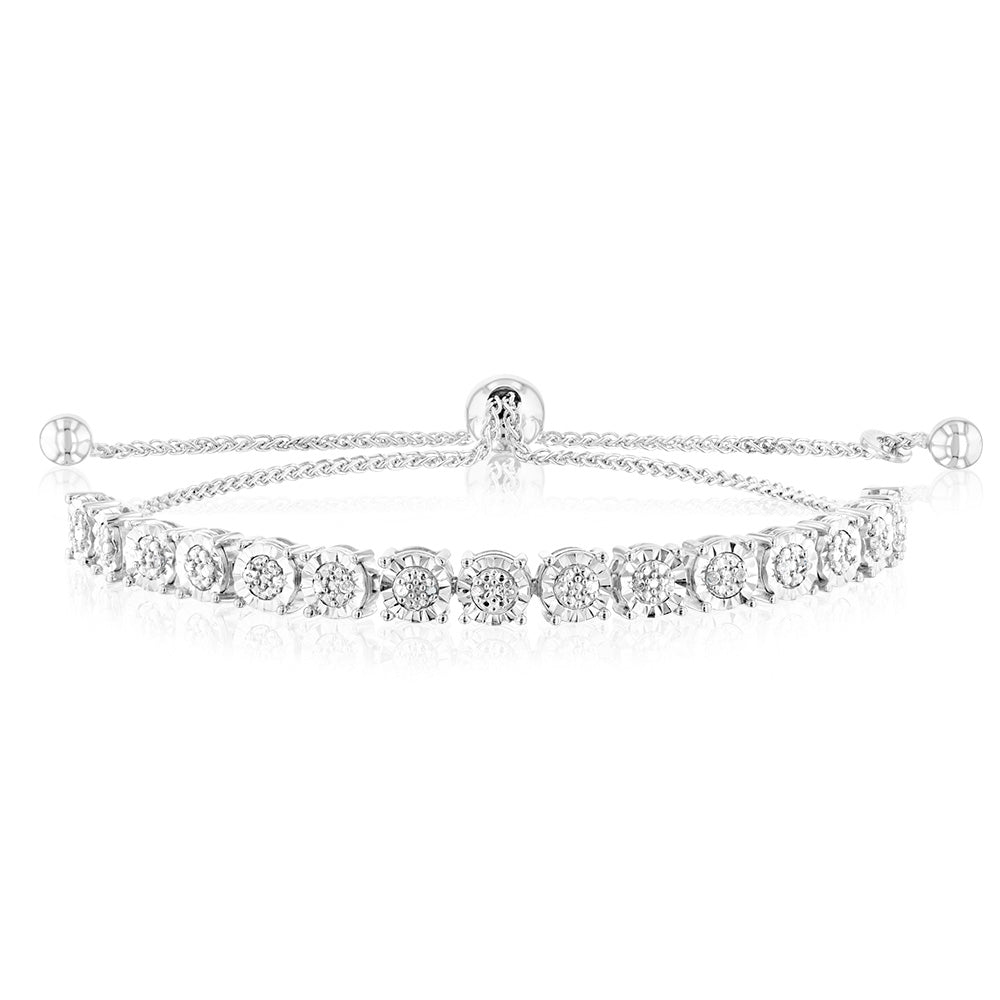 Sterling Silver Diamond Slider Bracelet With 30 Round Brilliant Cut Di – Shiels Jewellers