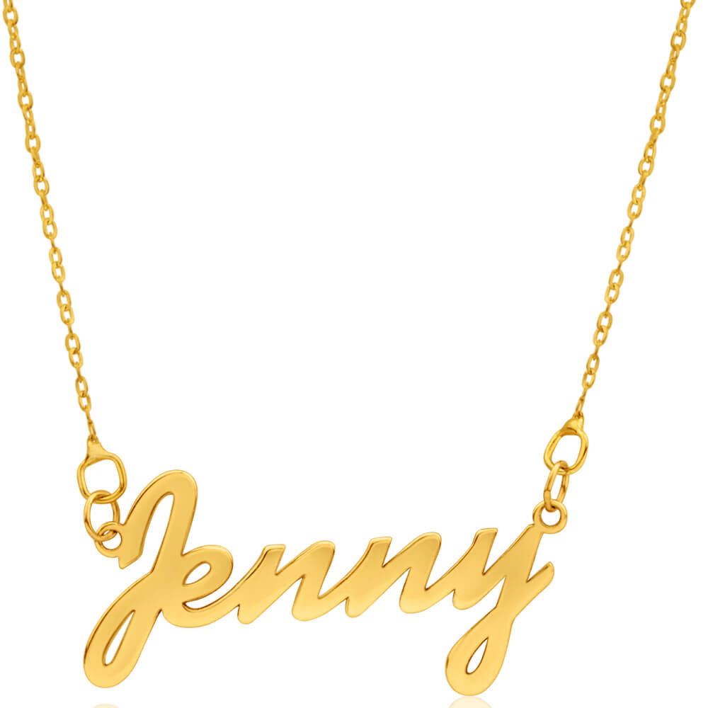 Signature 9ct Yellow Gold Pendant 3 to 5 Cursive Letter on 40cm Trace ...