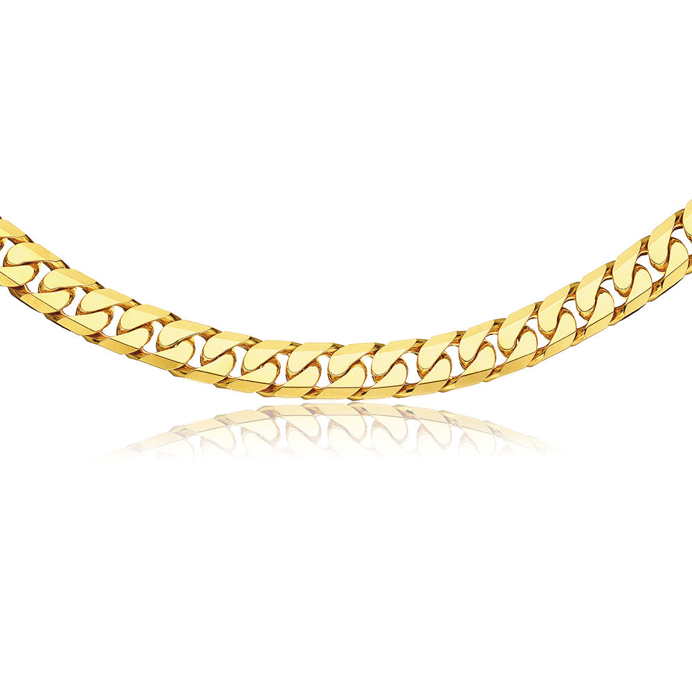 9ct Yellow Gold Heavy Curb Bevelled Flat 60cm Chain in 550Gauge ...
