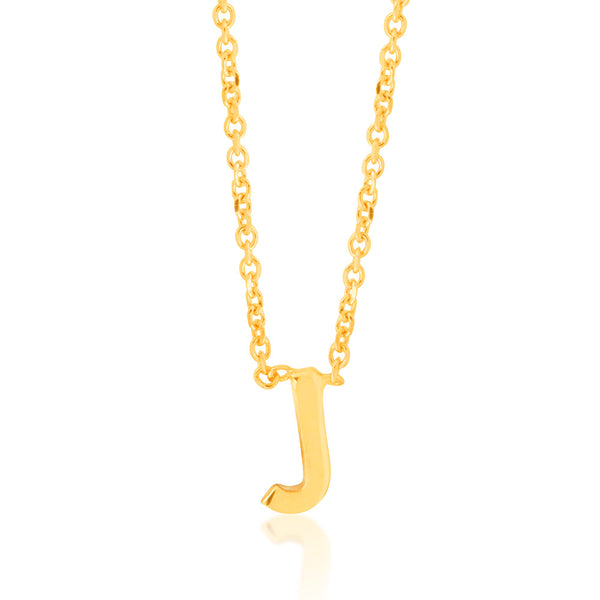 9ct Yellow Gold Initial "J" Pendant on 43cm Chain – Shiels Jewellers