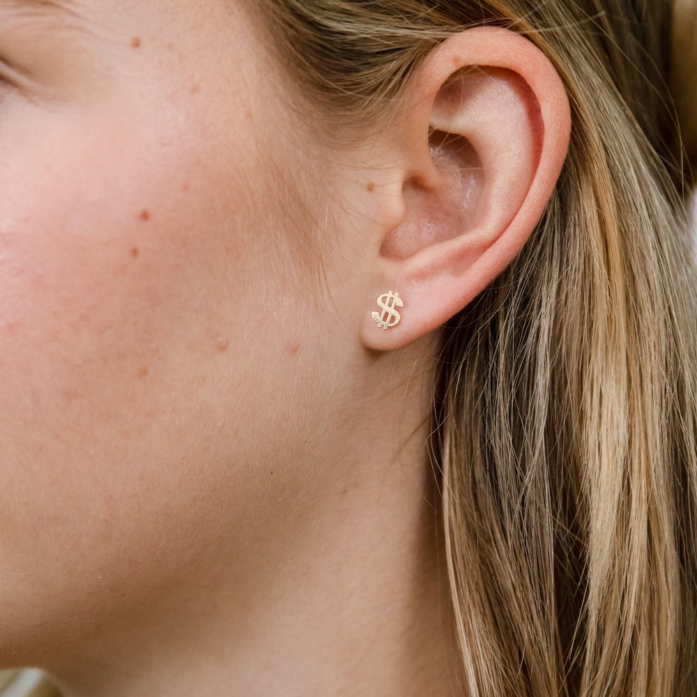 9ct Yellow Gold Dollar Sign Stud Earring – Shiels Jewellers
