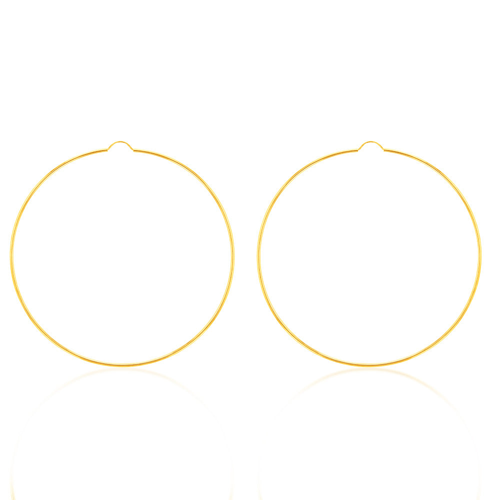 9ct Yellow Gold 70mm Plain Hoop Earrings – Shiels Jewellers