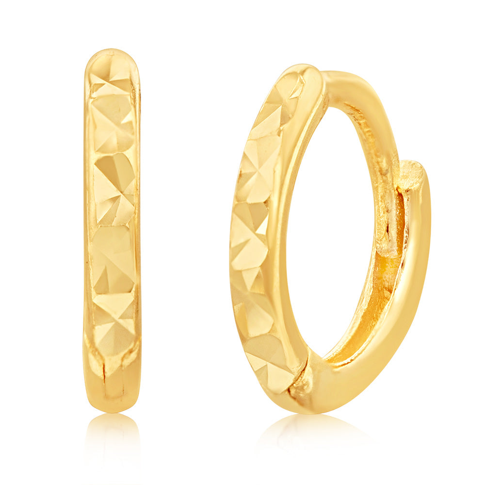 9ct Yellow Gold Diamond Cut 6mm Hoop Earrings– Shiels Jewellers