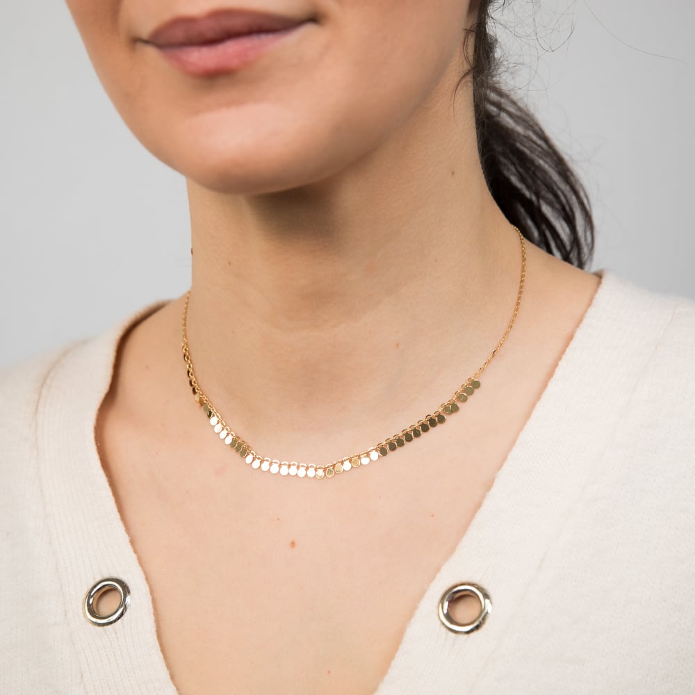 9ct Yellow Gold Tiny Disc charm 40cm Choker Chain – Shiels Jewellers