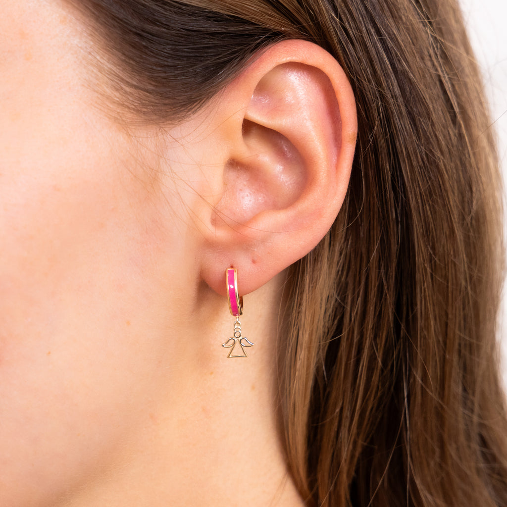 9ct Yellow Gold Angel On Red Enamel Sleeper Earrings – Shiels Jewellers