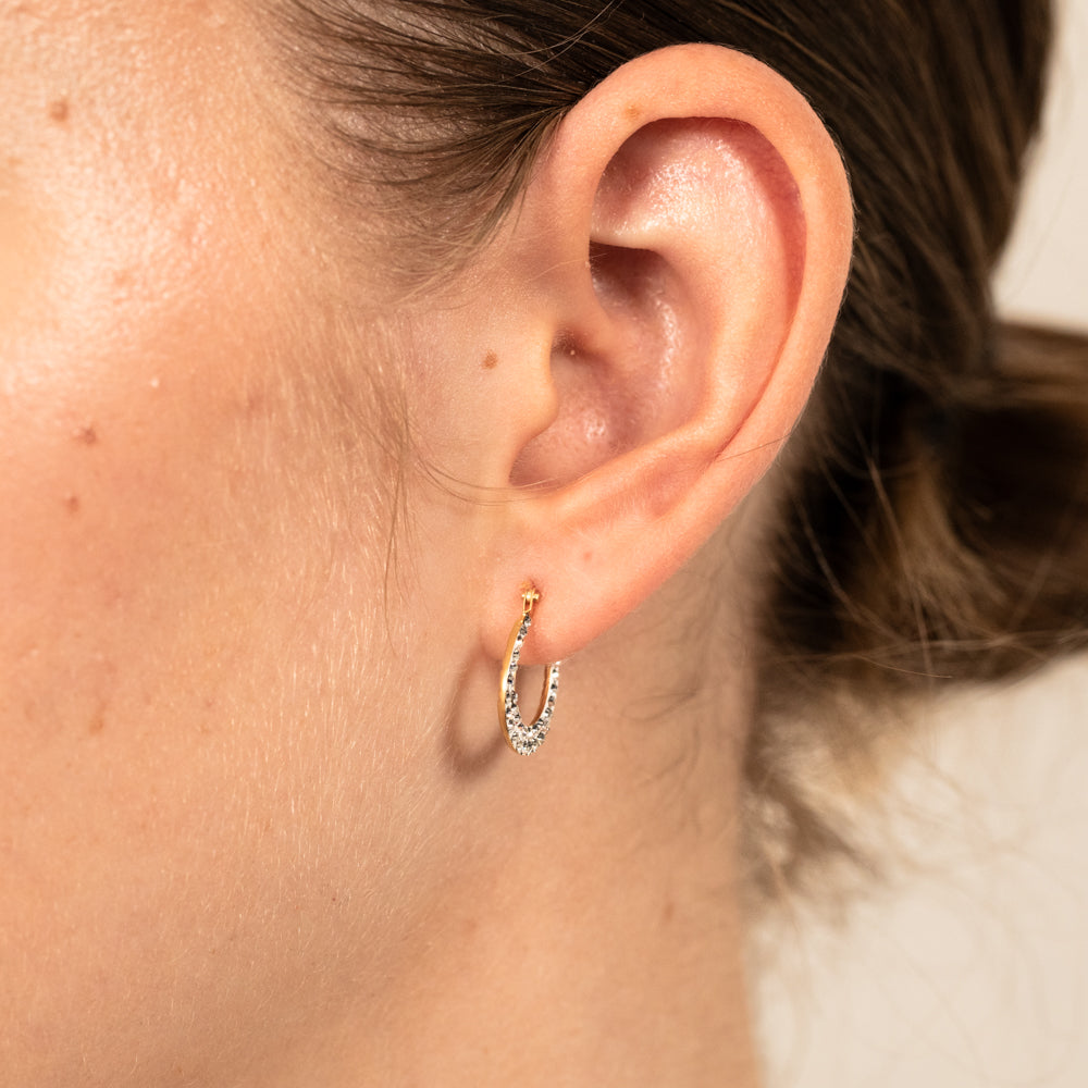 9ct Yellow Gold Crystalique Mini Creole Diamond Cut Earrings – Shiels ...