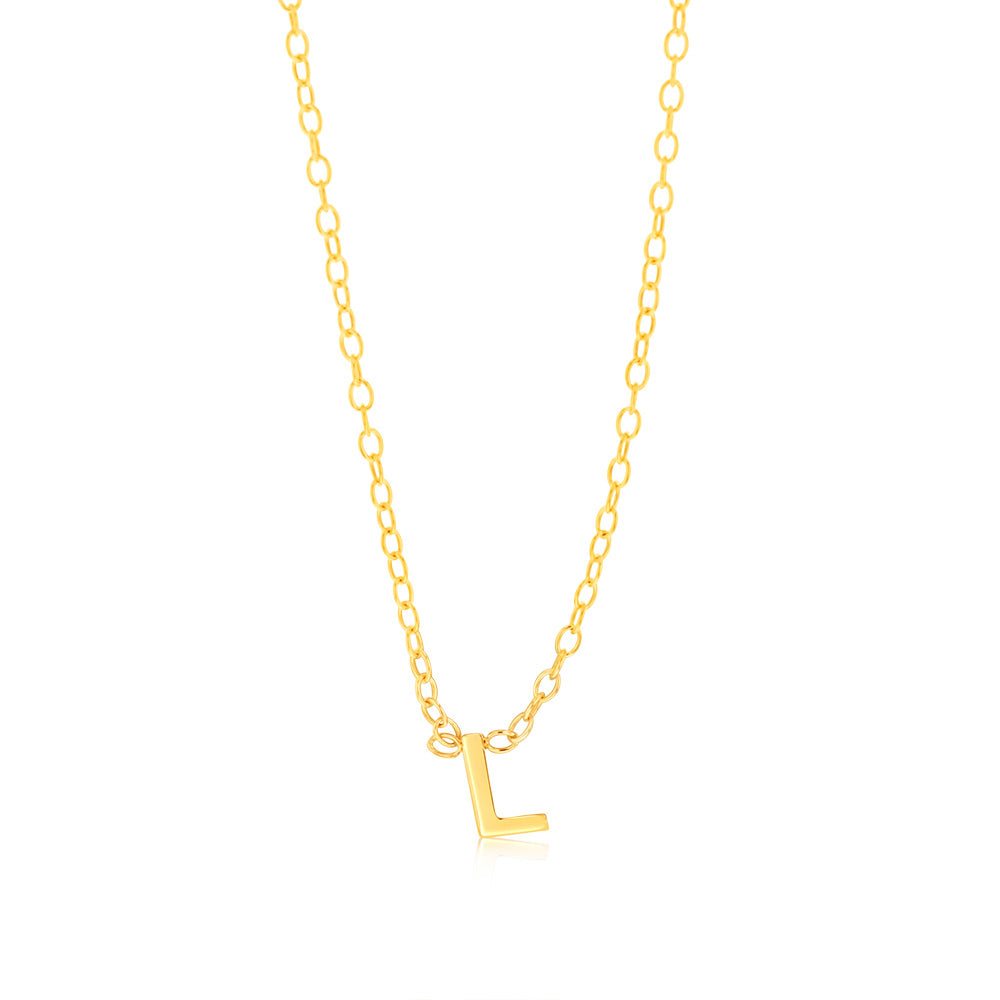 9ct Yellow Gold Initial "L" Pendant On Chain – Shiels Jewellers