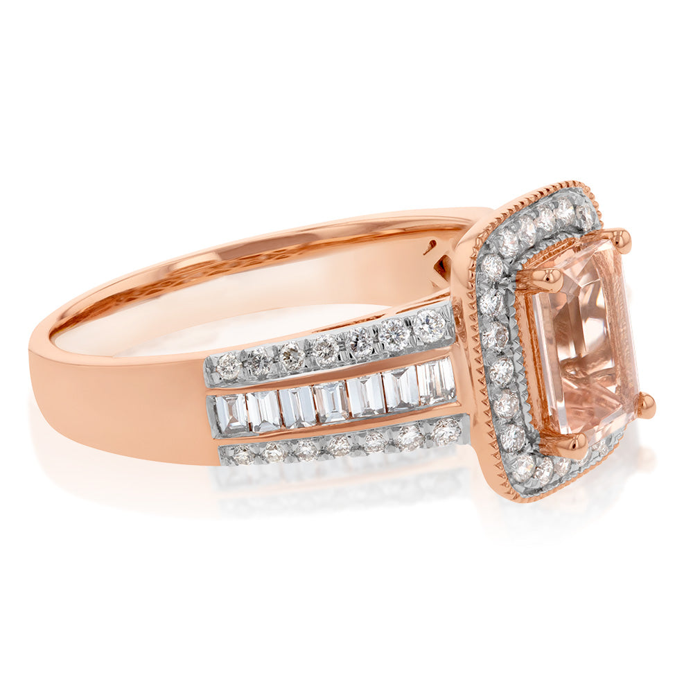 9ct Rose Gold Morganite and Diamond Ring 9R – Shiels Jewellers