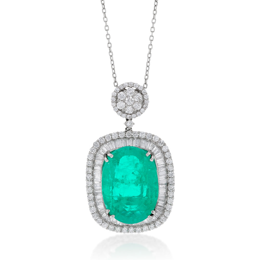 16.82 Carat Cultured Recrystalized Emerald + 2.4 Cts of Diamonds in 18 ...
