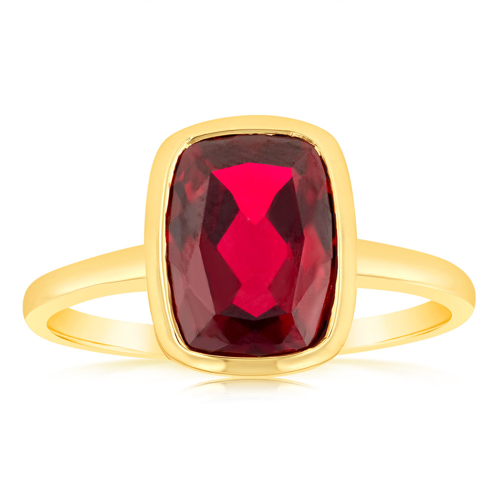 4.50 Carat Created Ruby Bezel Set Ring in 9ct Yellow Gold– Shiels Jewellers