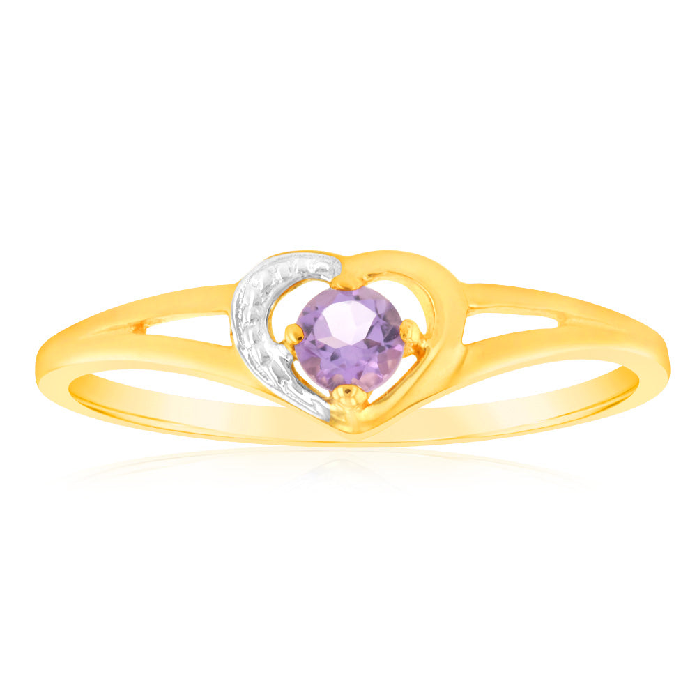 1 Brilliant Cut 0.15ct Amethyst 3.25mm Ring in 9ct Yellow Gold – Shiels Jewellers