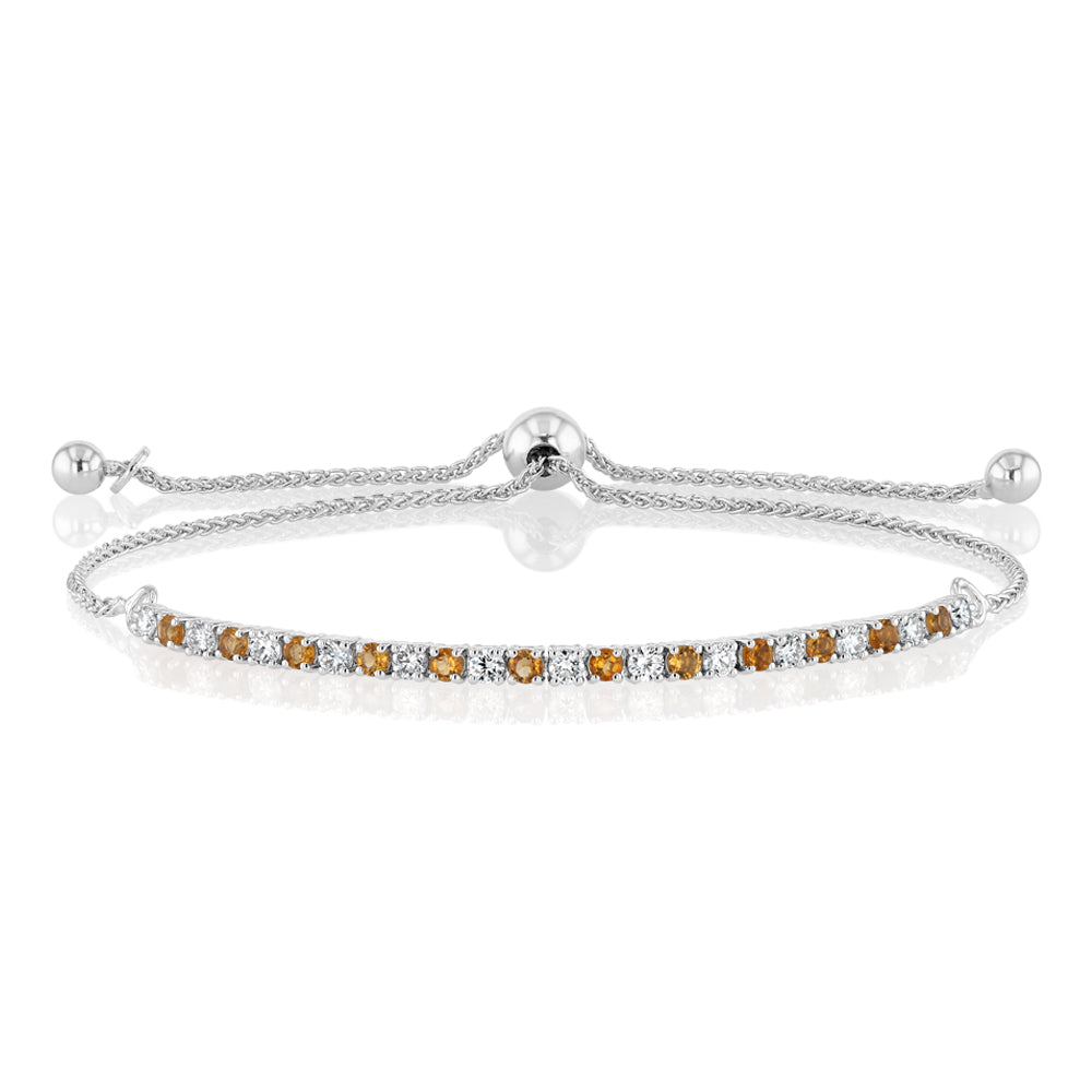 Natural Citrine and Luminesce Lab Grown 1/2 Carat Diamond Bracelet Bol ...