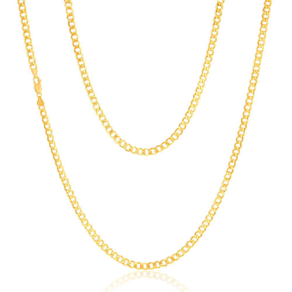 9ct Yellow Gold Filled Bevelled Curb 120 Gauge 70cm Chain – Shiels ...