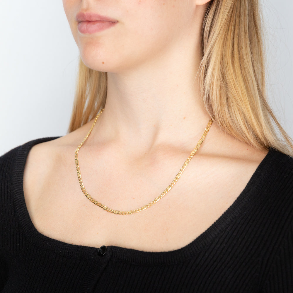 9ct Yellow Gold Silverfilled 1:3 Curb+Anch 80 Gauge 50cm Chain – Shiels ...