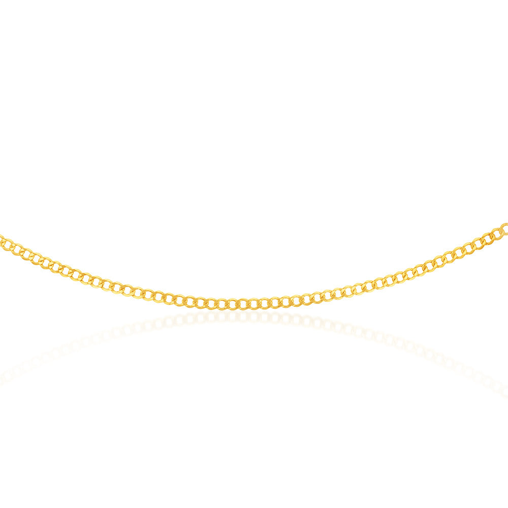 9ct Yellow Gold Silverfilled Diamond Cut Curb 100Gauge 60cm Chain ...