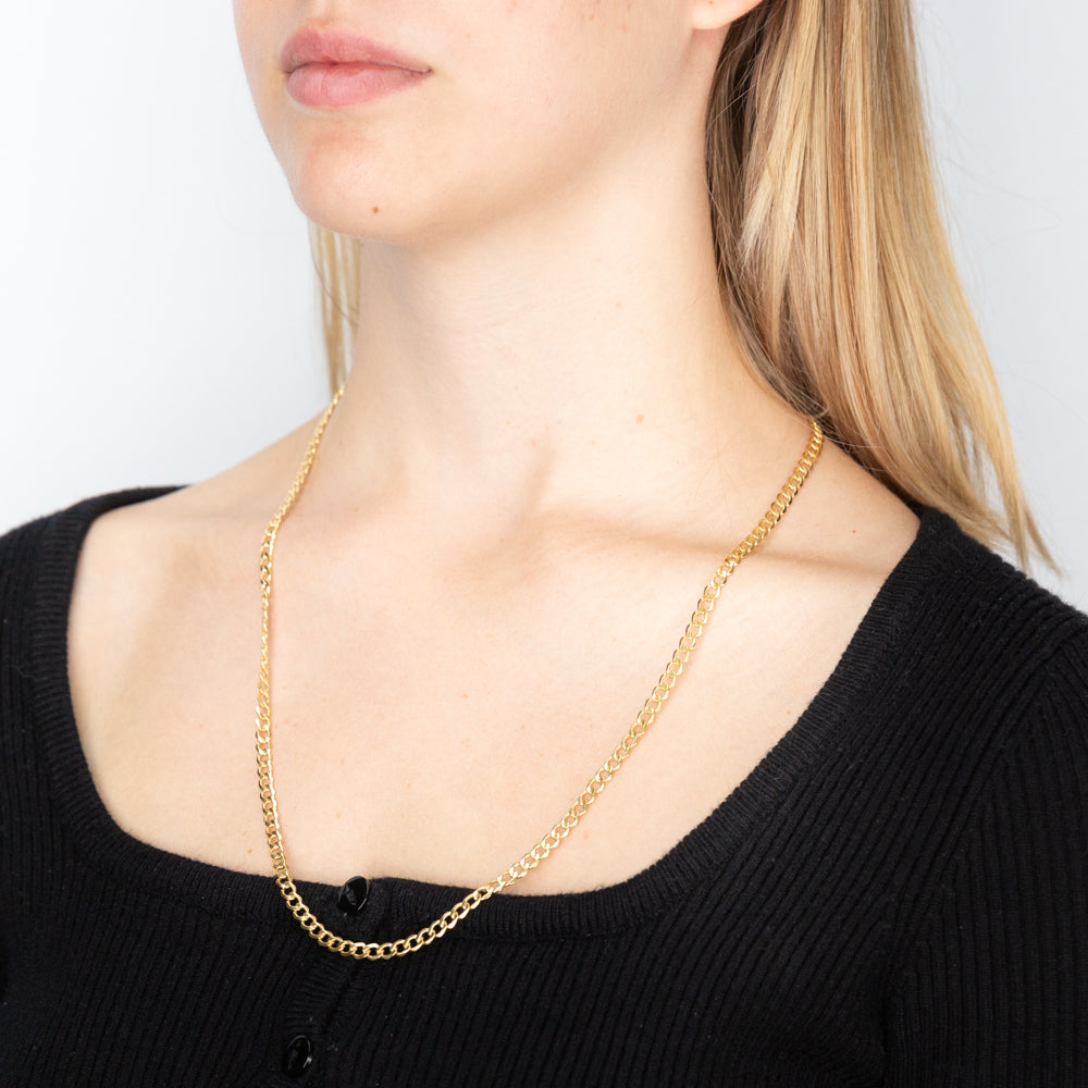 9ct Yellow Gold Silverfilled Diamond Cut Curb 100Gauge 60cm Chain ...