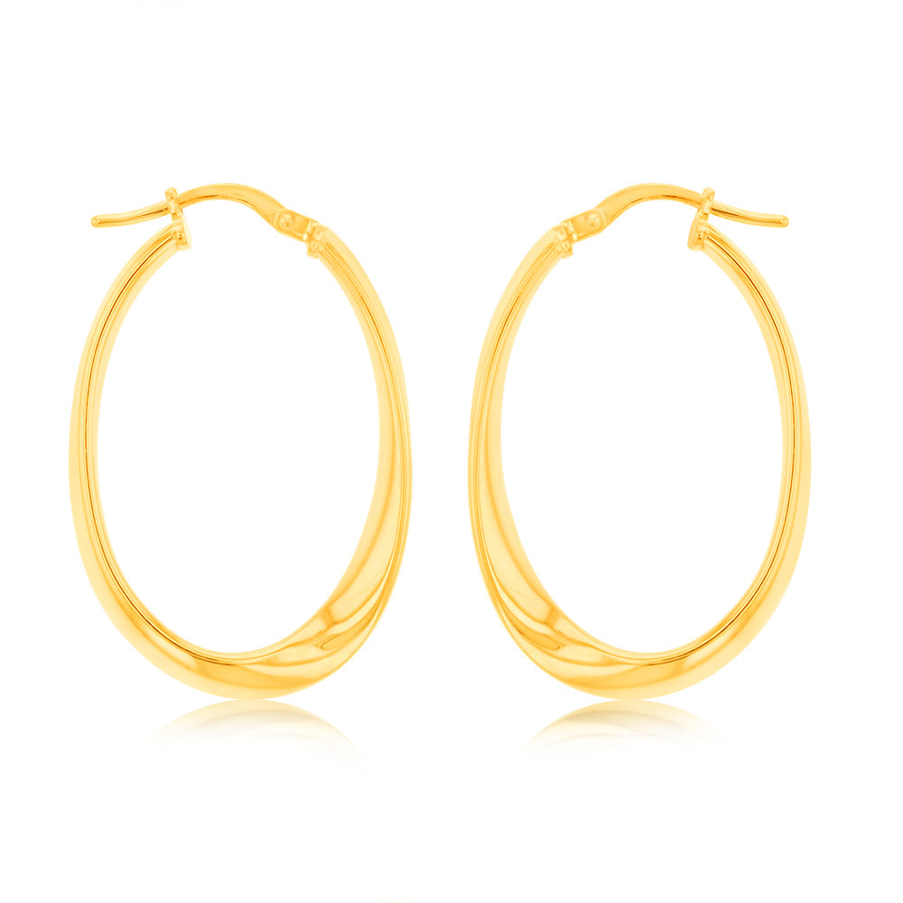 9ct Yellow Gold Silverfilled Fancy Oval Hoop Earrings– Shiels Jewellers