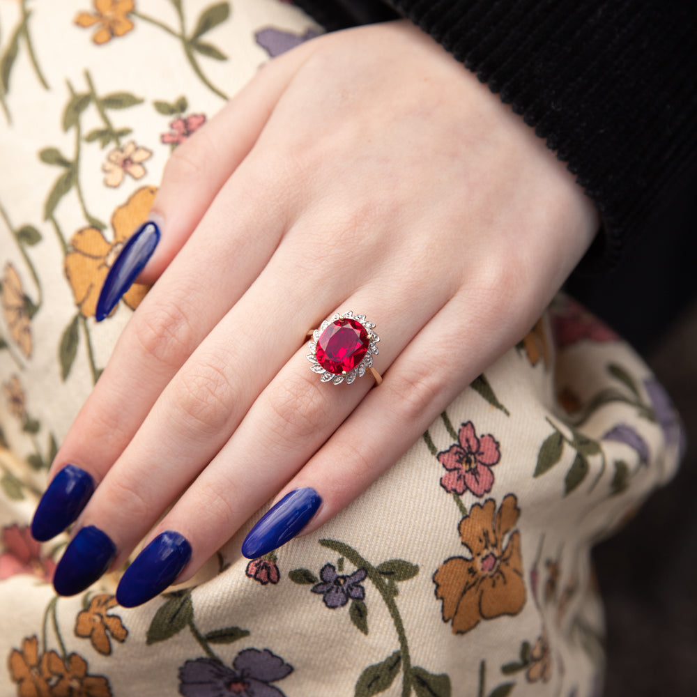 9ct Yellow Gold Created Ruby and Diamond Ring – Shiels Jewellers