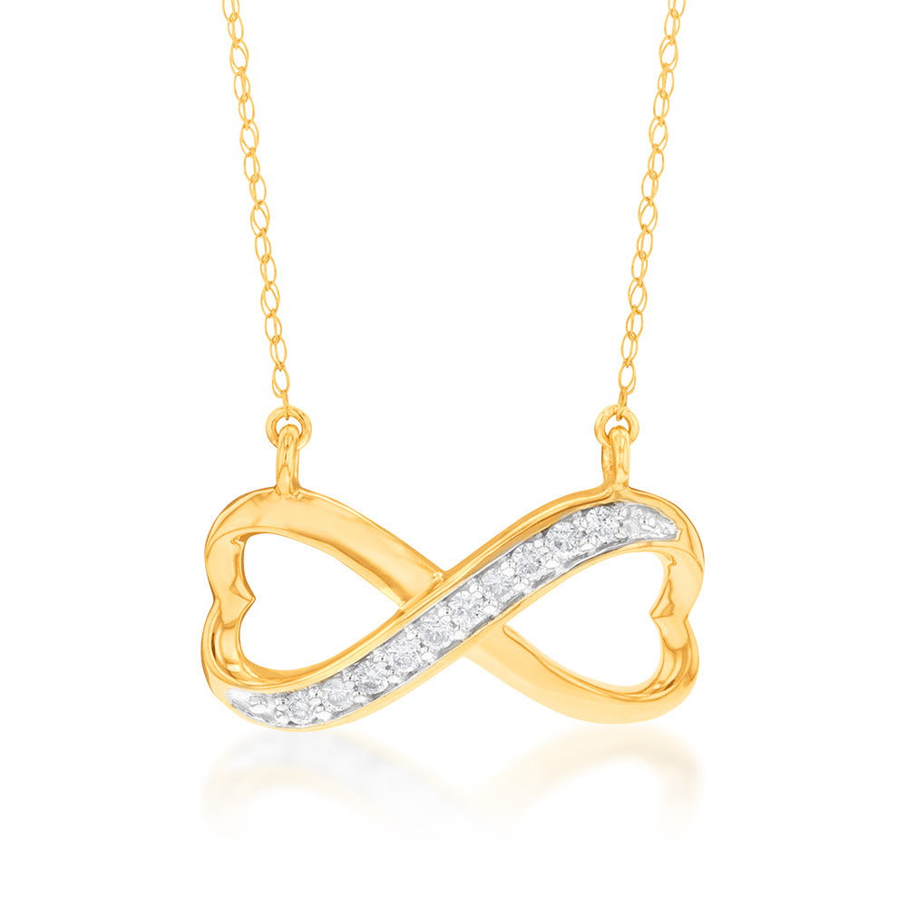 Luminesce Lab Grown Infinity Diamond Pendant in 9ct Yellow Gold ...