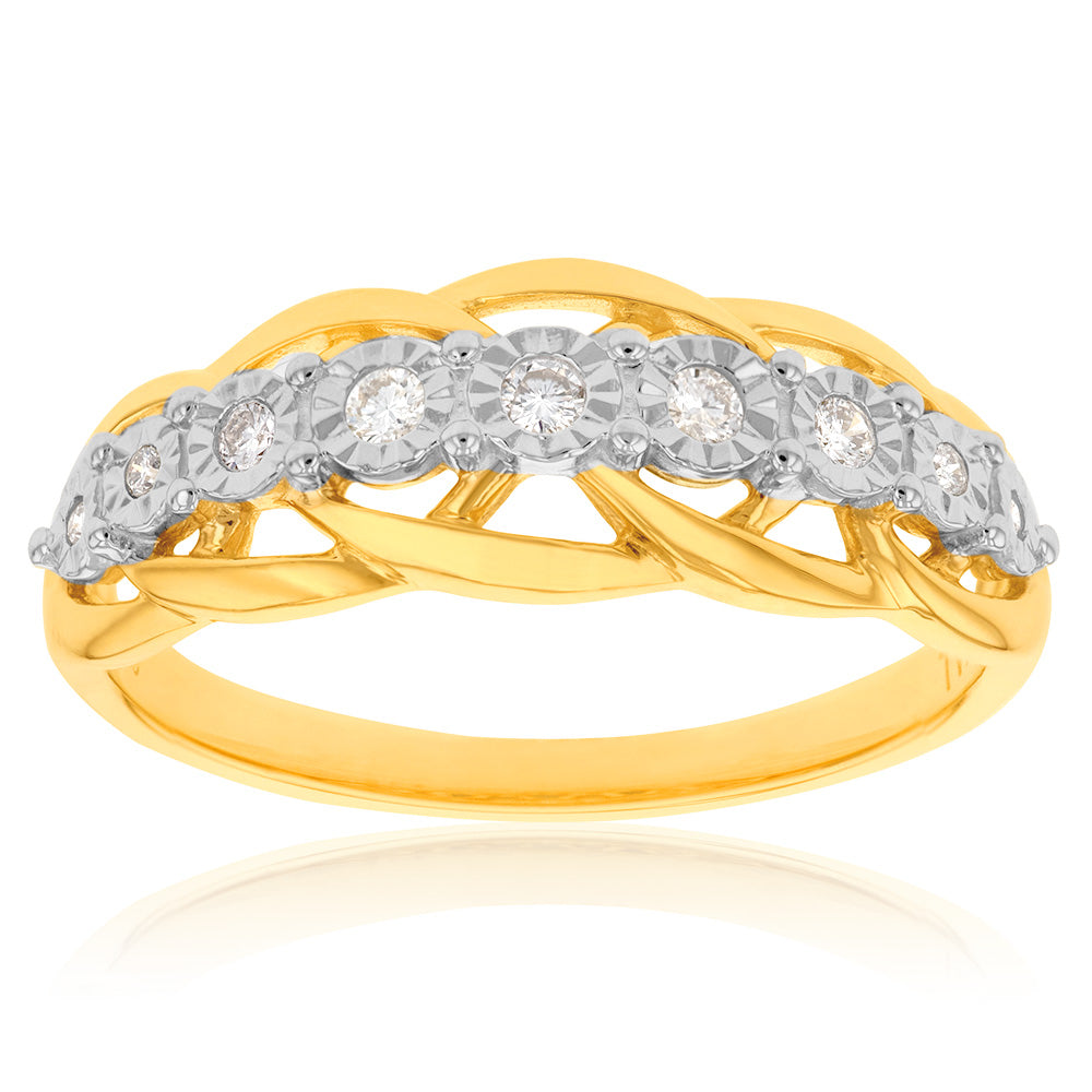 9ct Yellow Gold Diamond Ring with 9 Brilliant Diamonds– Shiels Jewellers