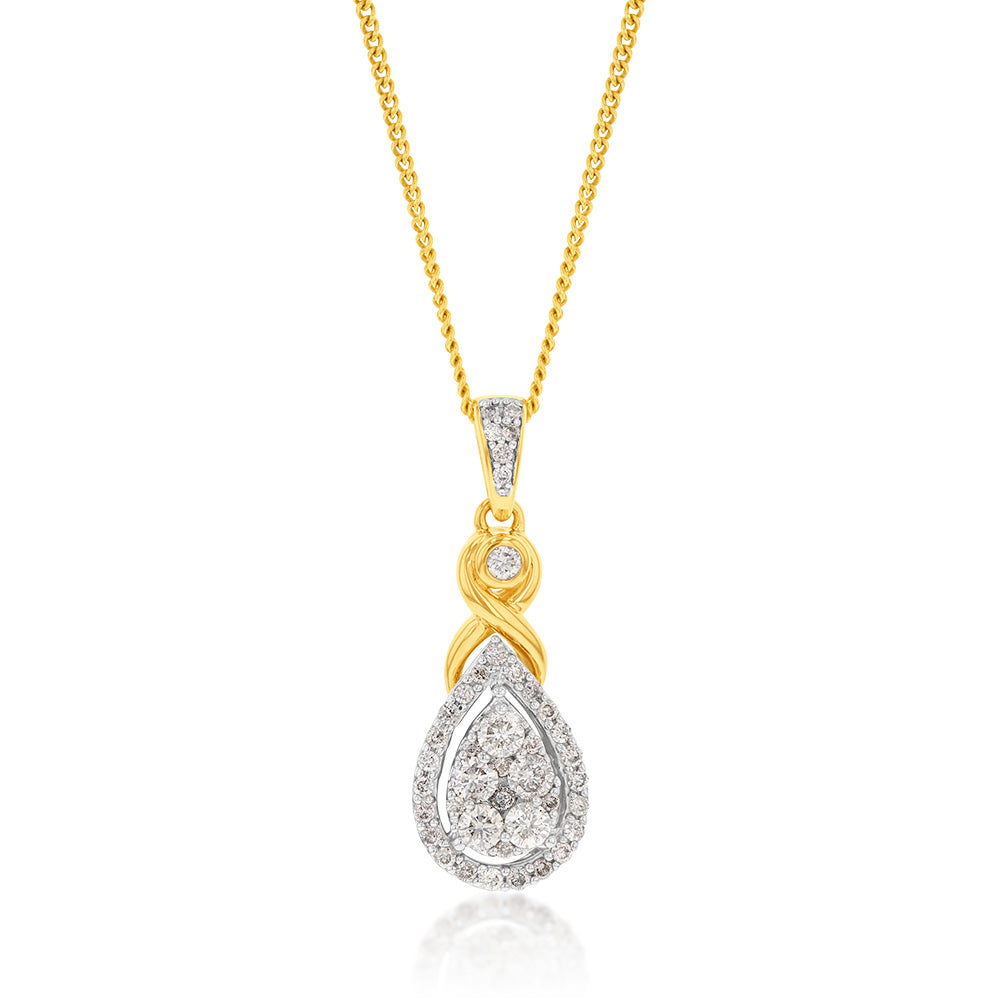 9ct Yellow Gold 1/2 Carat Diamond Pear Shaped Pendant – Shiels Jewellers