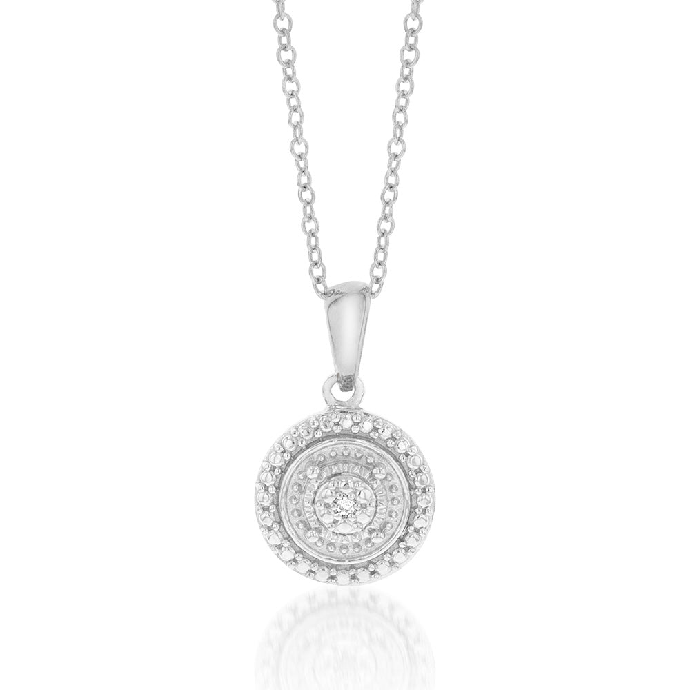 Sterling Silver With Diamond Round Shape Pendant – Shiels Jewellers