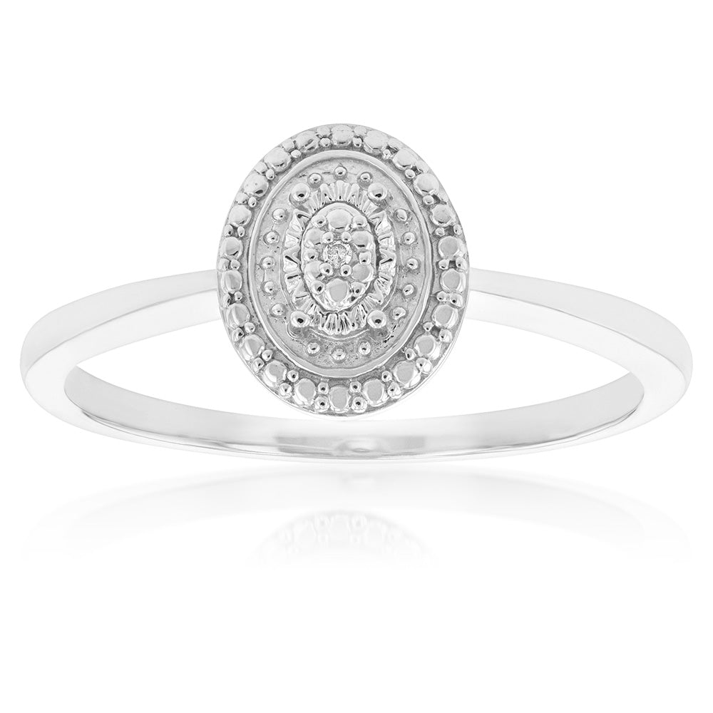 Sterling Silver With Diamond Oval Shape Ring – Shiels Jewellers