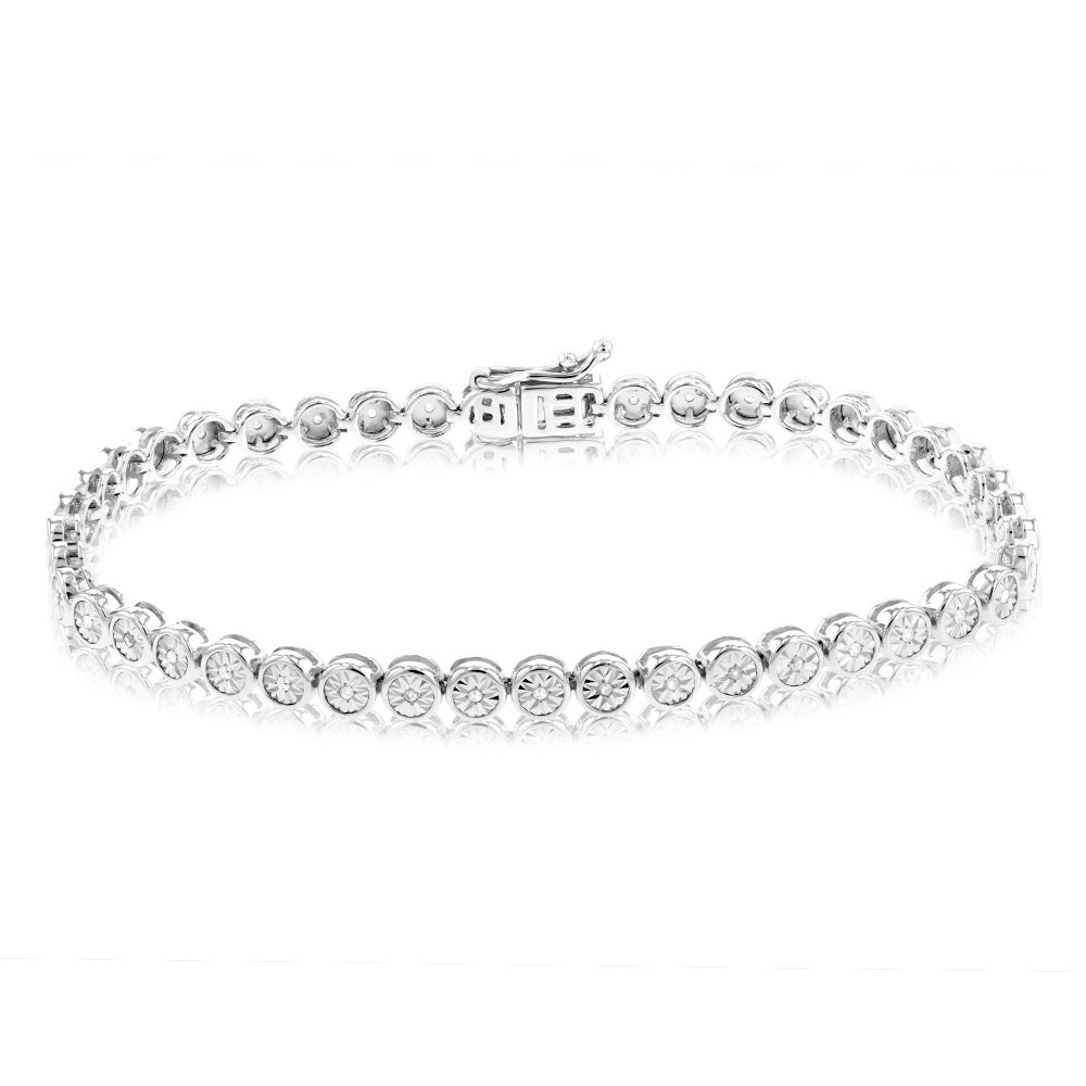 1/6 Carat Diamond Tennis Bracelet 18cm in Sterling Silver with 43 Diam – Shiels Jewellers