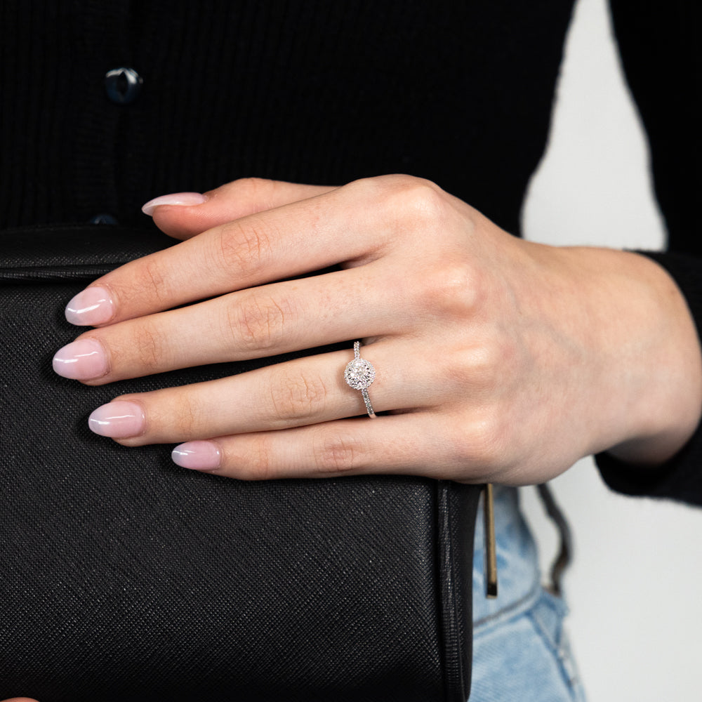 9ct White Gold 1/4 Carat Dimaond Halo Ring– Shiels Jewellers
