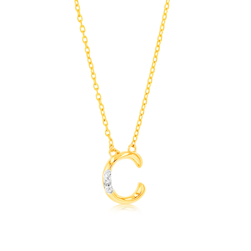 Initial C Diamond Pendant in 9ct Yellow Gold– Shiels Jewellers