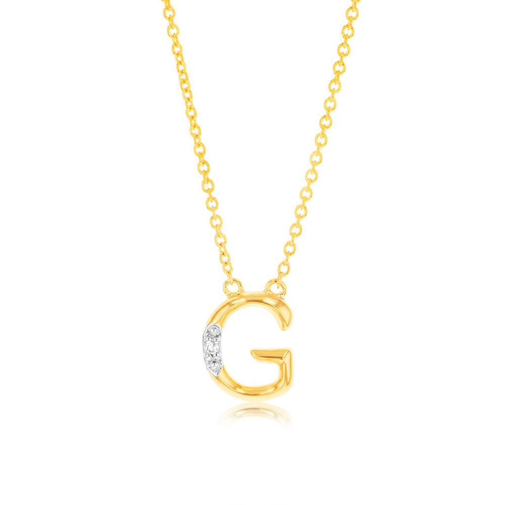 Initial G Diamond Pendant in 9ct Yellow Gold– Shiels Jewellers
