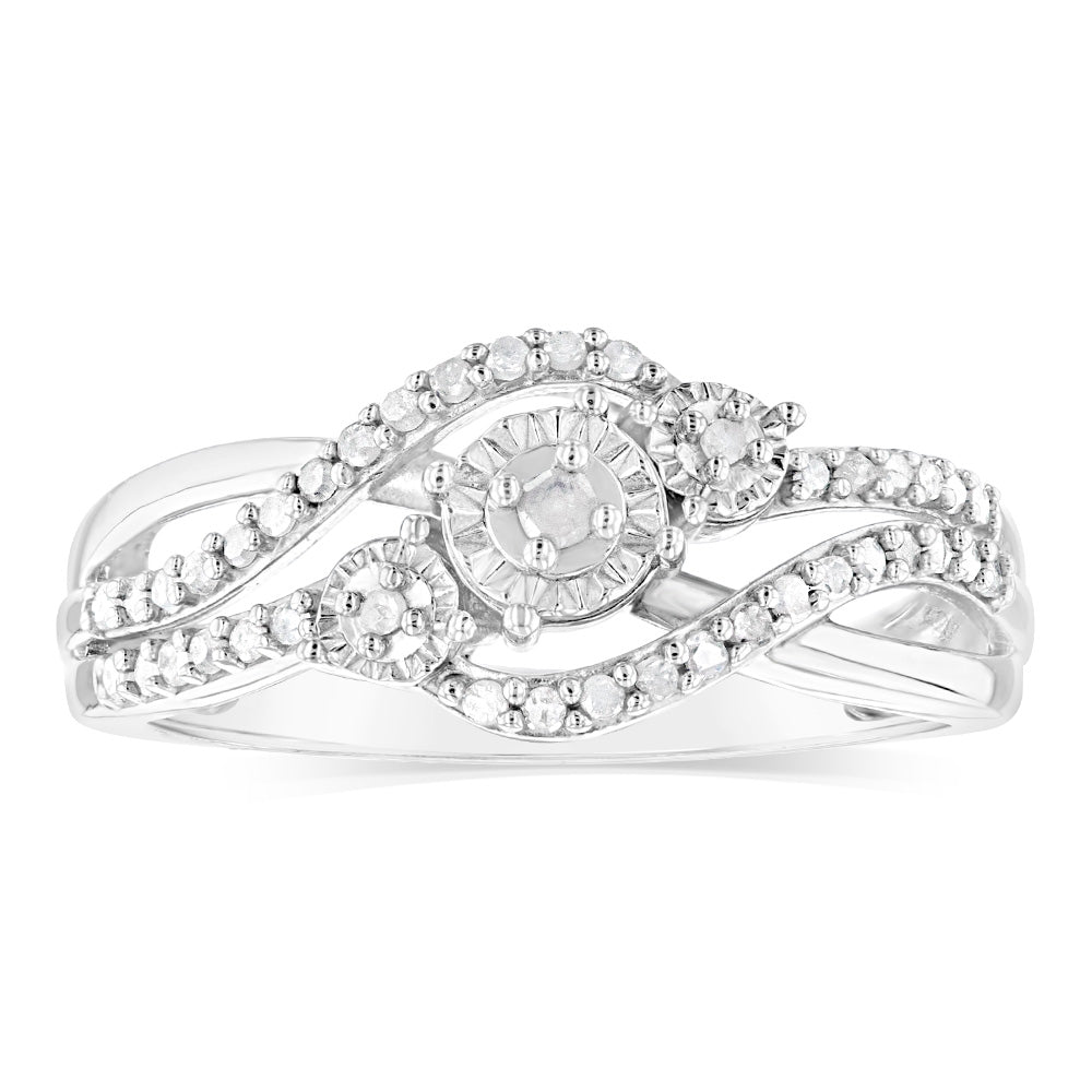 Sterling Silver 1/5 Carat Diamond Wrap Around Trilogy Ring– Shiels ...