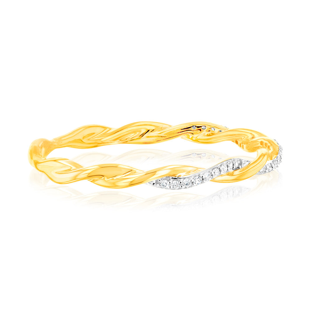 9ct Yellow Gold Wrap Around Diamond Ring with 27 Brilliant Cut Diamond ...