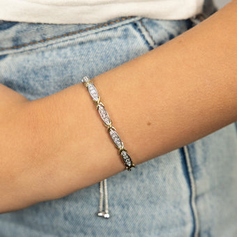 Gold Plated Sterling Silver Diamond Slider Bracelet with 15 Round Bril – Shiels Jewellers