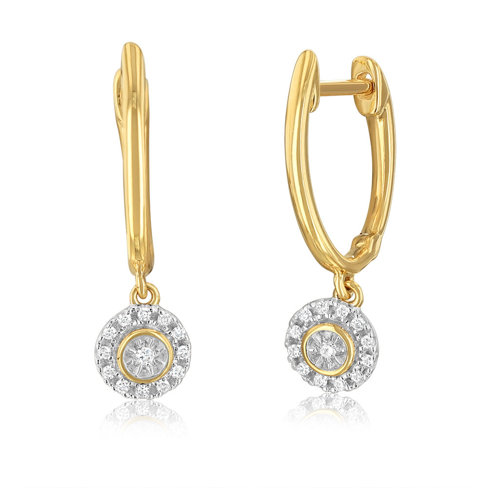 5 Points Diamond Drop Earrings in 9ct Yellow Gold – Shiels Jewellers