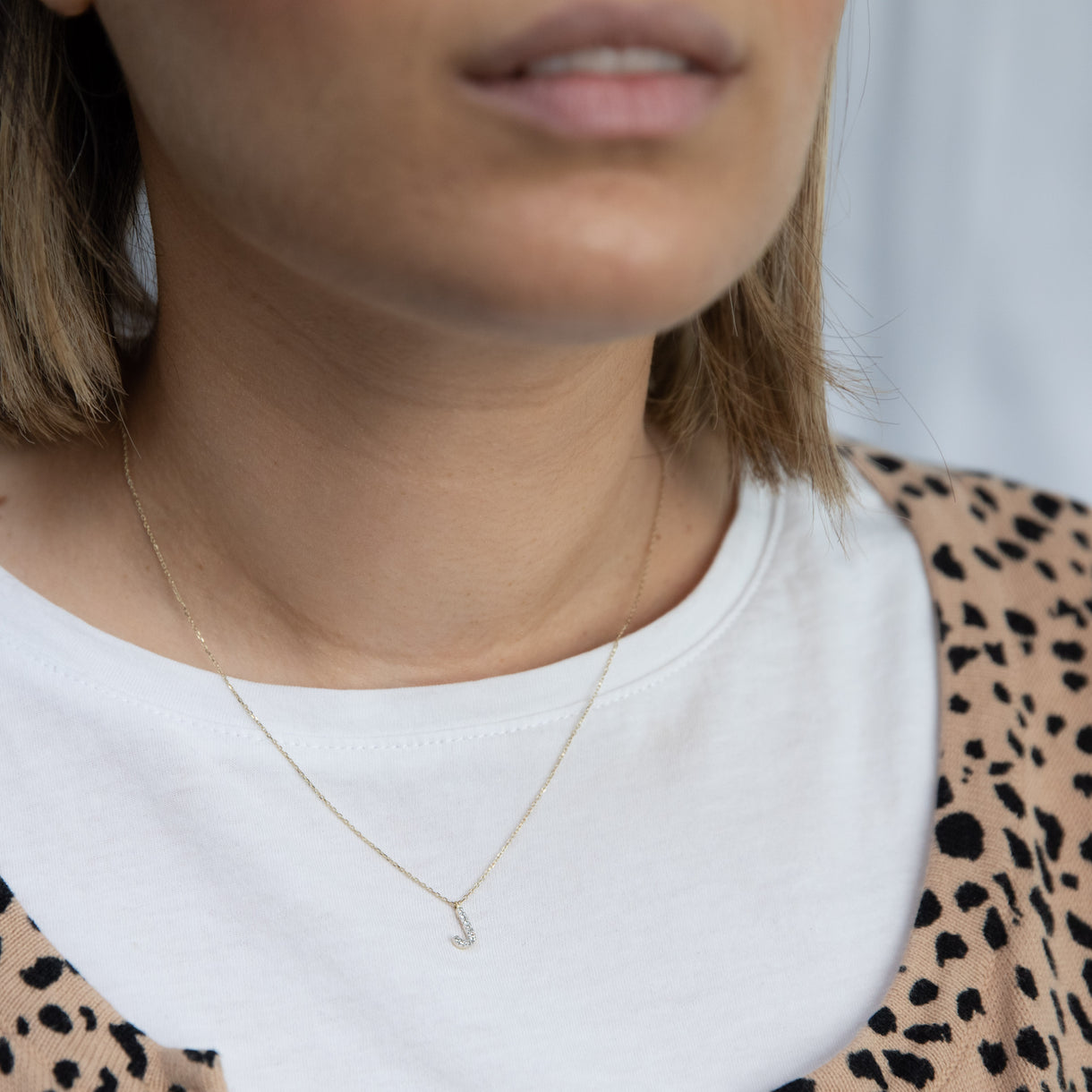 Luminesce Lab Diamond J Initial Pendant in 9ct Yellow Gold on Adjustab ...