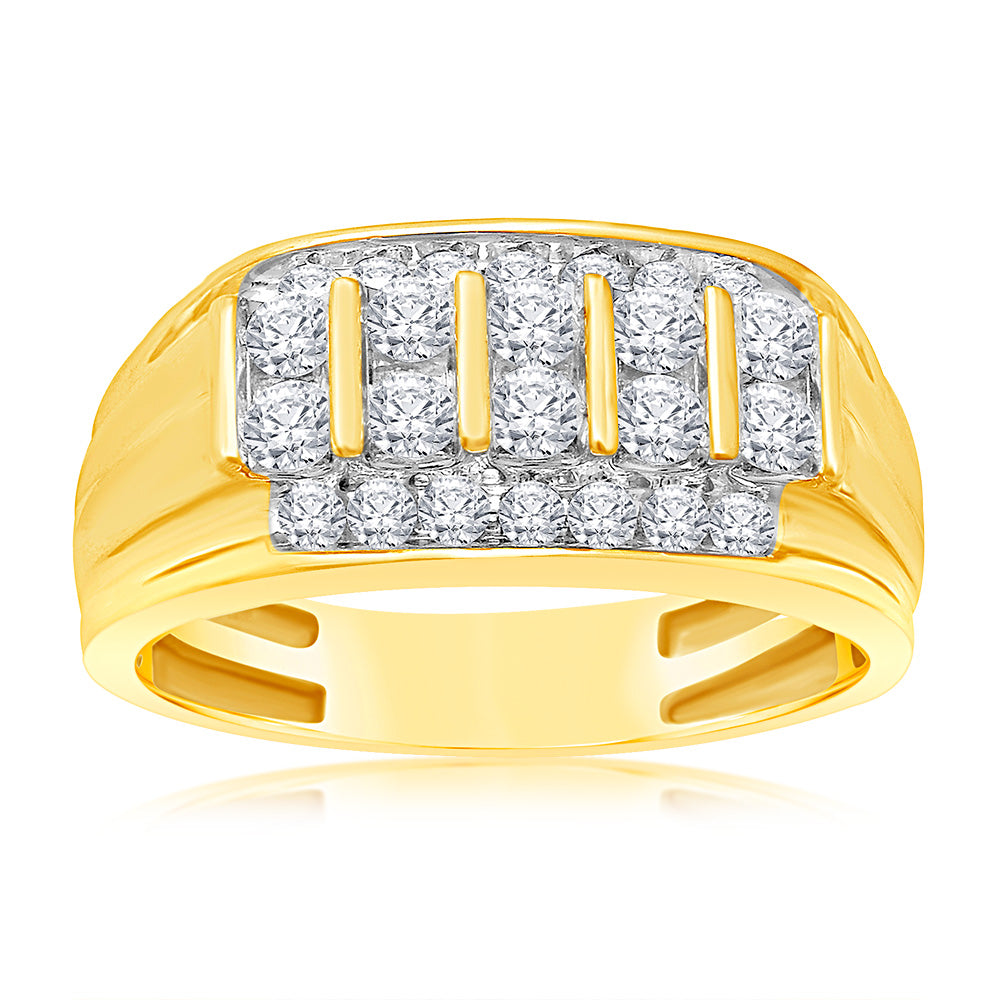 Luminesce Lab Grown 1 Carat Diamond Gents Ring in 9ct Yellow Gold ...