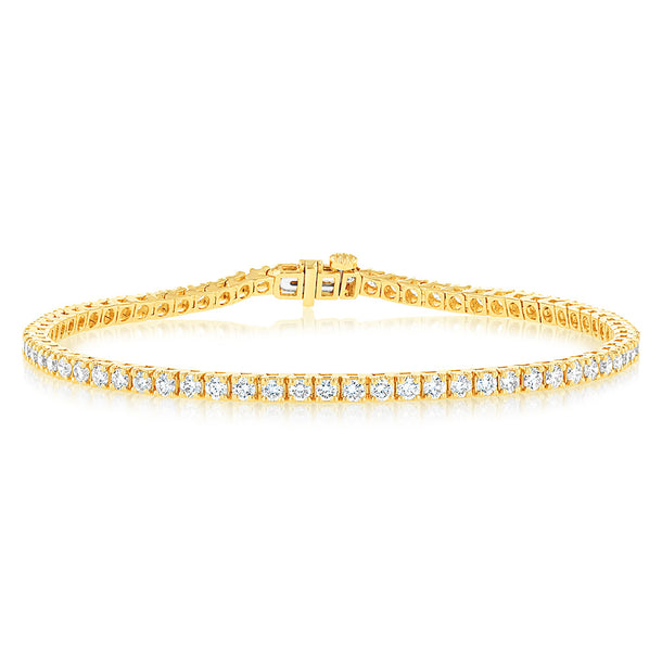 Luminesce Lab Grown 3 Carat Diamond Tennis Bracelet in 9ct Yellow Gold ...