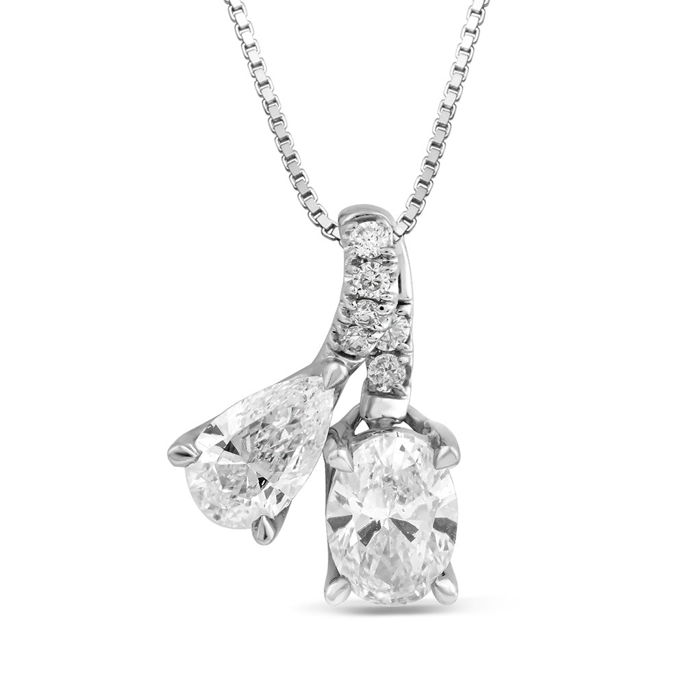 1 Carat Luminesce Lab Grown Oval & Pear Shape Diamond Pendant in 10ct ...
