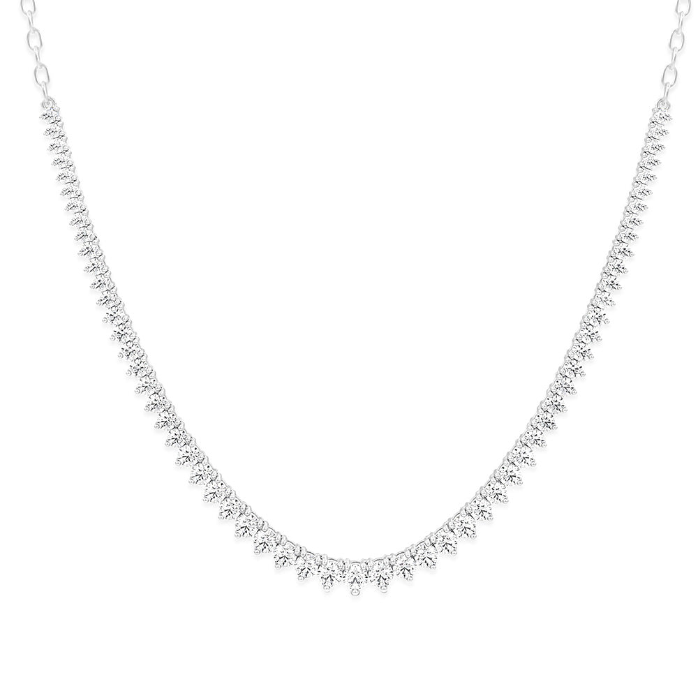 Luminesce Lab Grown 10ct White Gold Tennis Necklace in 7 Carat Diamond ...