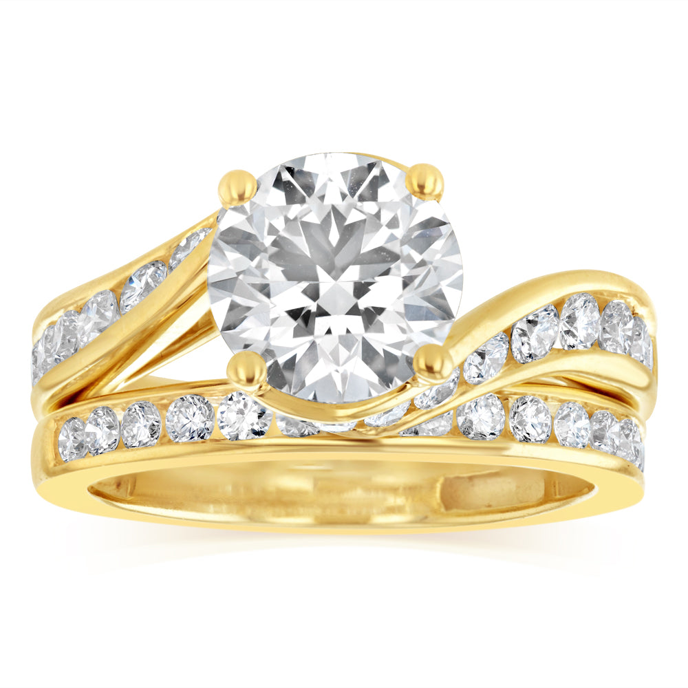 Luminesce Lab Grown 2.9 Carats with 2 Carats Center Diamond Bridal Set ...