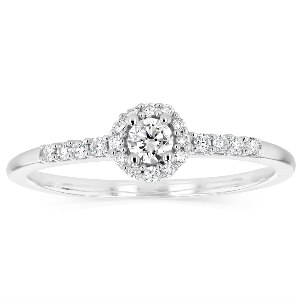 Luminesce Lab Grown 1/5 Carat Diamond Halo Ring in Sterling Silver ...