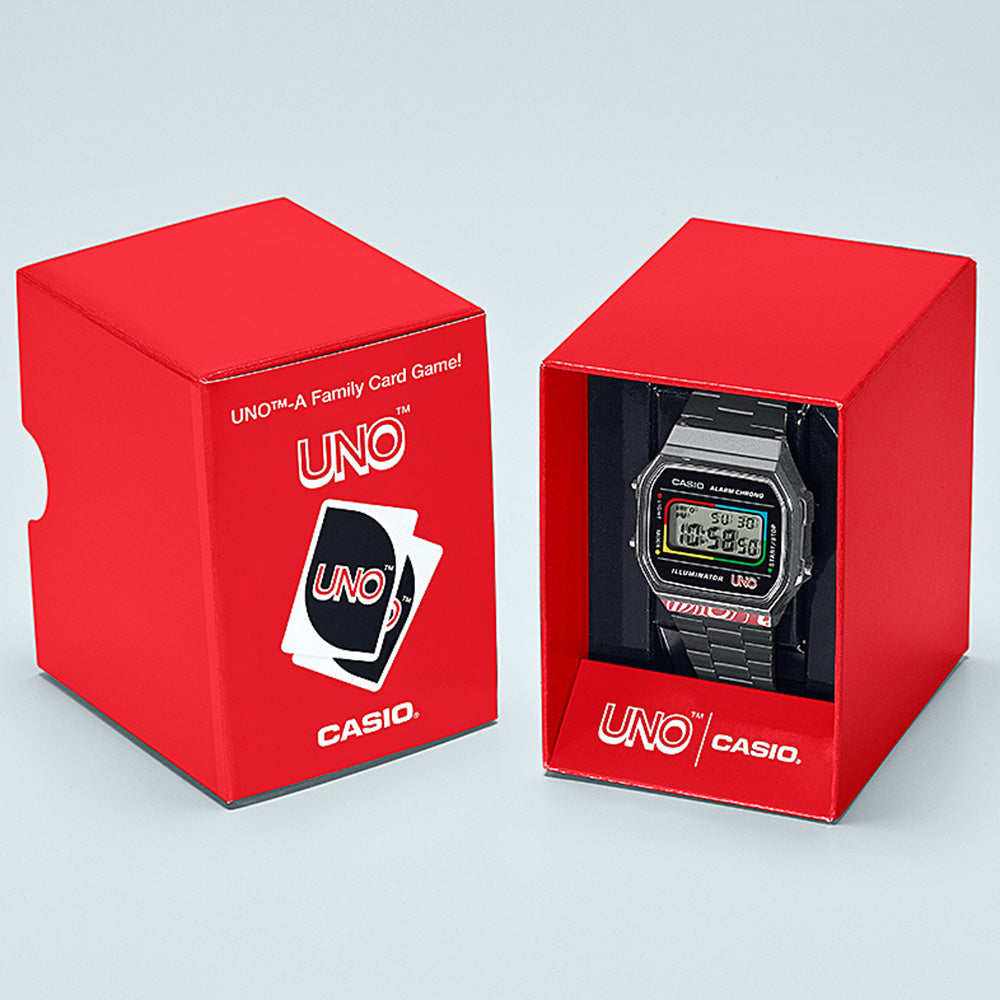 Casio Vintage A168WEUC-1A UNO Collaboration Limited Edition – Shiels ...