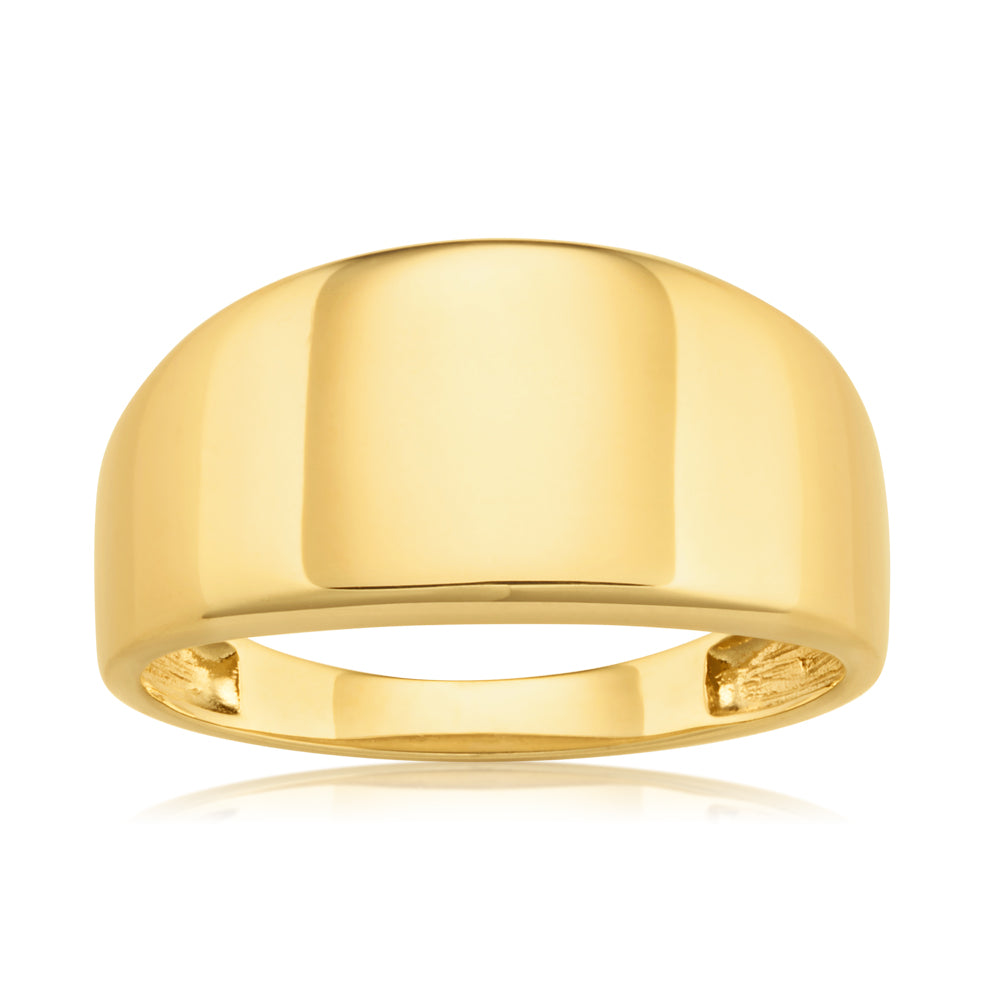 9ct Yellow Gold High Polish Wide Band Tapered Ring– Shiels Jewellers