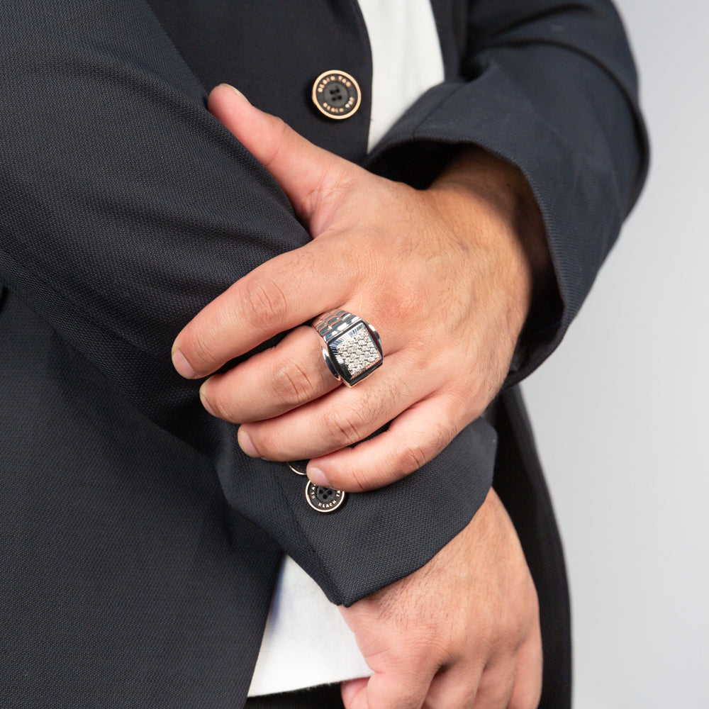 25 Diamonds Gents Ring in Sterling Silver– Shiels Jewellers