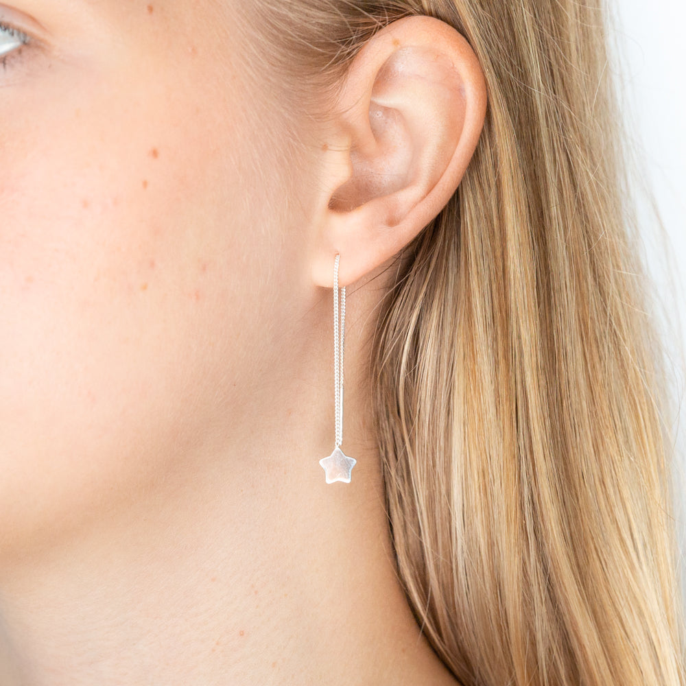 Sterling Silver Star Drop Threader Earrings – Shiels Jewellers