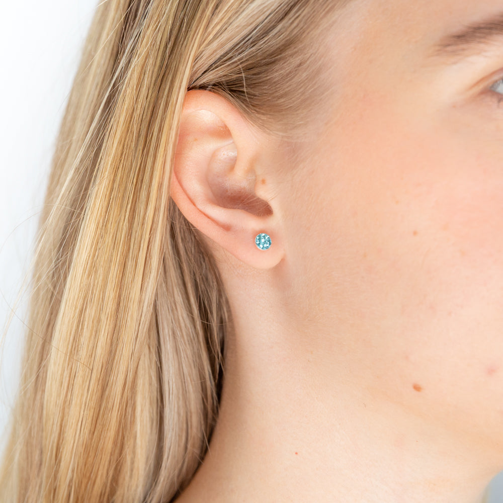 Sterling Silver 5mm Light Blue Crystal Stud Earrings – Shiels Jewellers