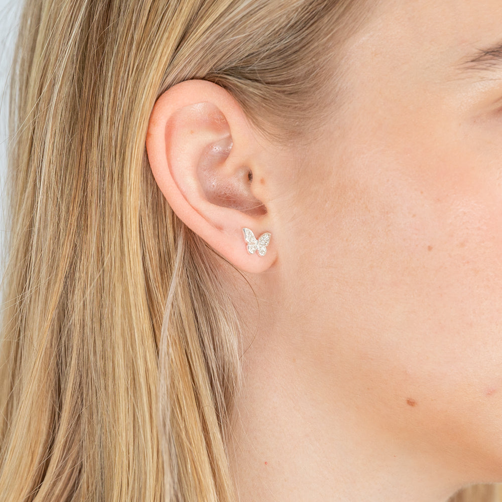 Sterling Silver Zirconia Butterfly Stud Earrings – Shiels Jewellers