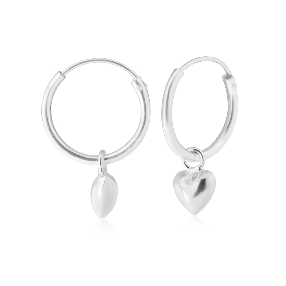 Sterling Silver Heart Drop Hoop Earrings – Shiels Jewellers