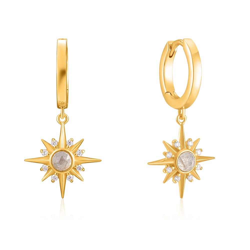 Ania Haie Gold Plated Sterling Silver Midnight Star Huggies Earrings – Shiels Jewellers